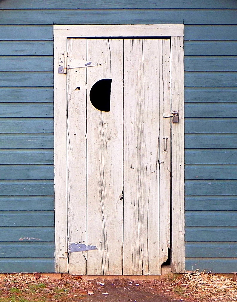 Blue Barn With White Half Moon Door Photograph Rustic Barn - Etsy