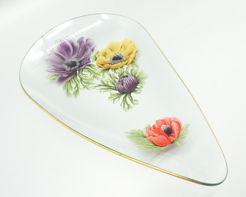 Chance Brothers "fiesta Glass" Floral Teardrop Plate, Vintage English ...