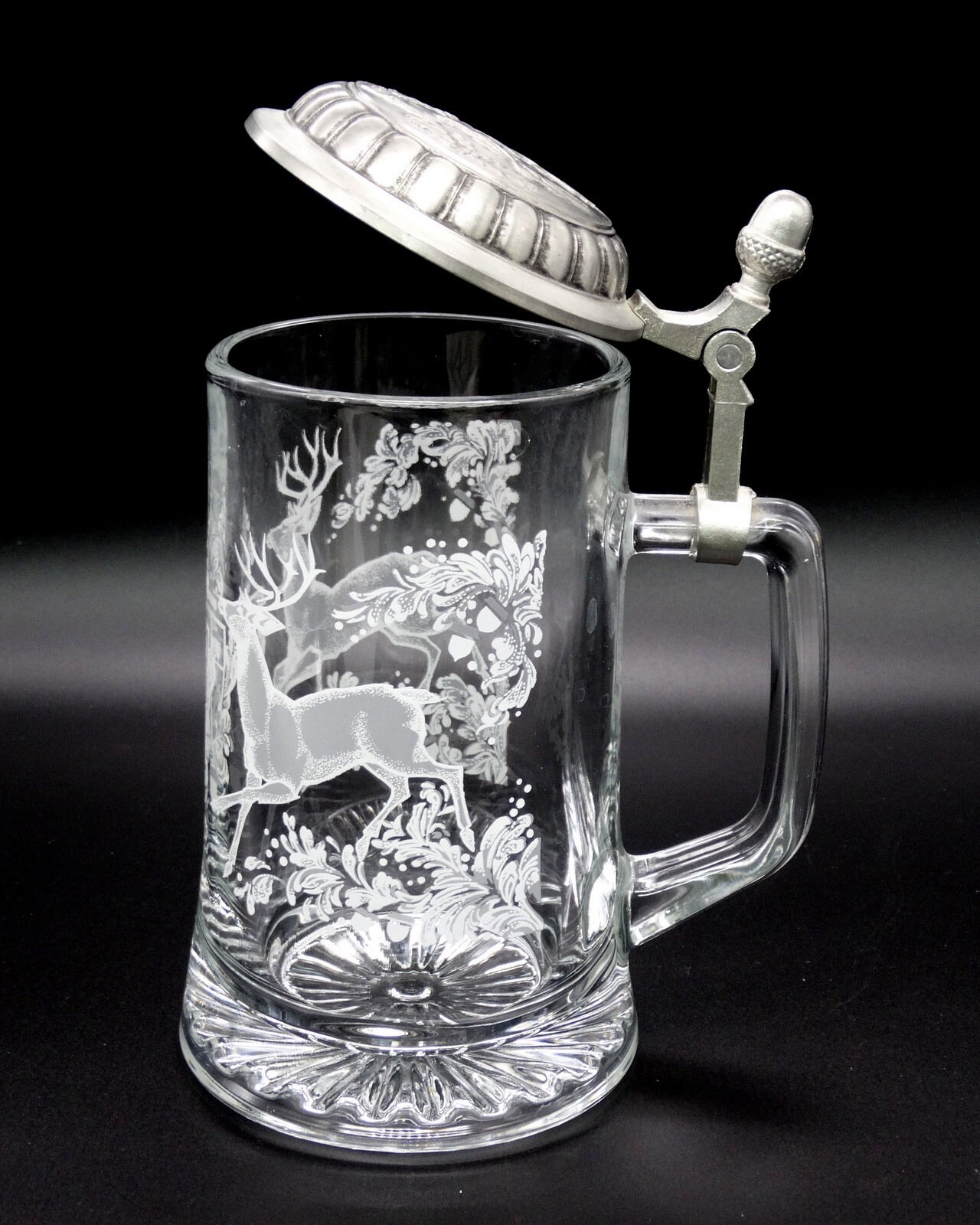 Rustic Buck & Heraldic Shield Glass Beer Stein, Vintage Avon majestic ...