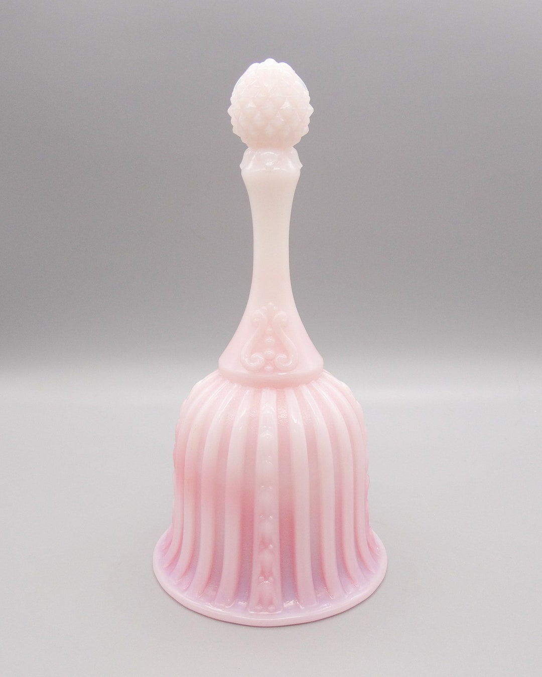 Fenton Rosalene Glass Bell, Collectible Fenton Pink & White Bell ...