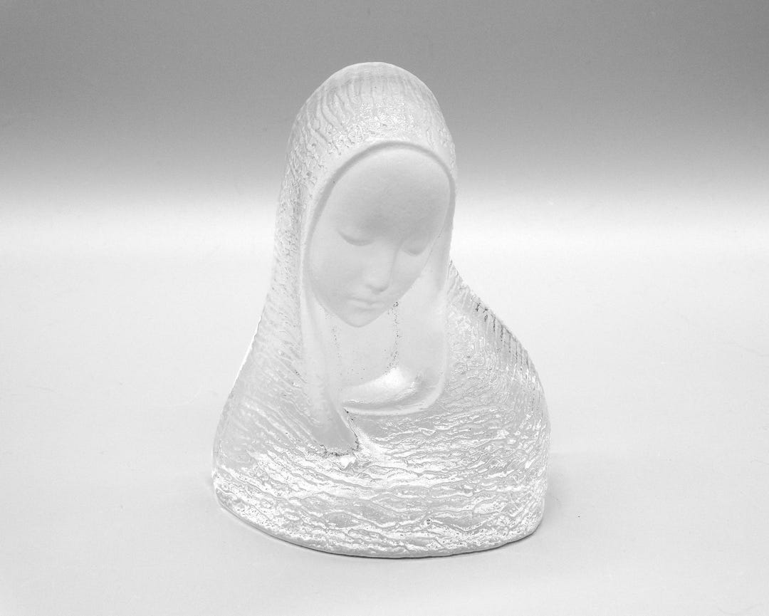 Mother Mary Clear Viking Glass Sculpture, Vintage Madonna Clear Glass ...