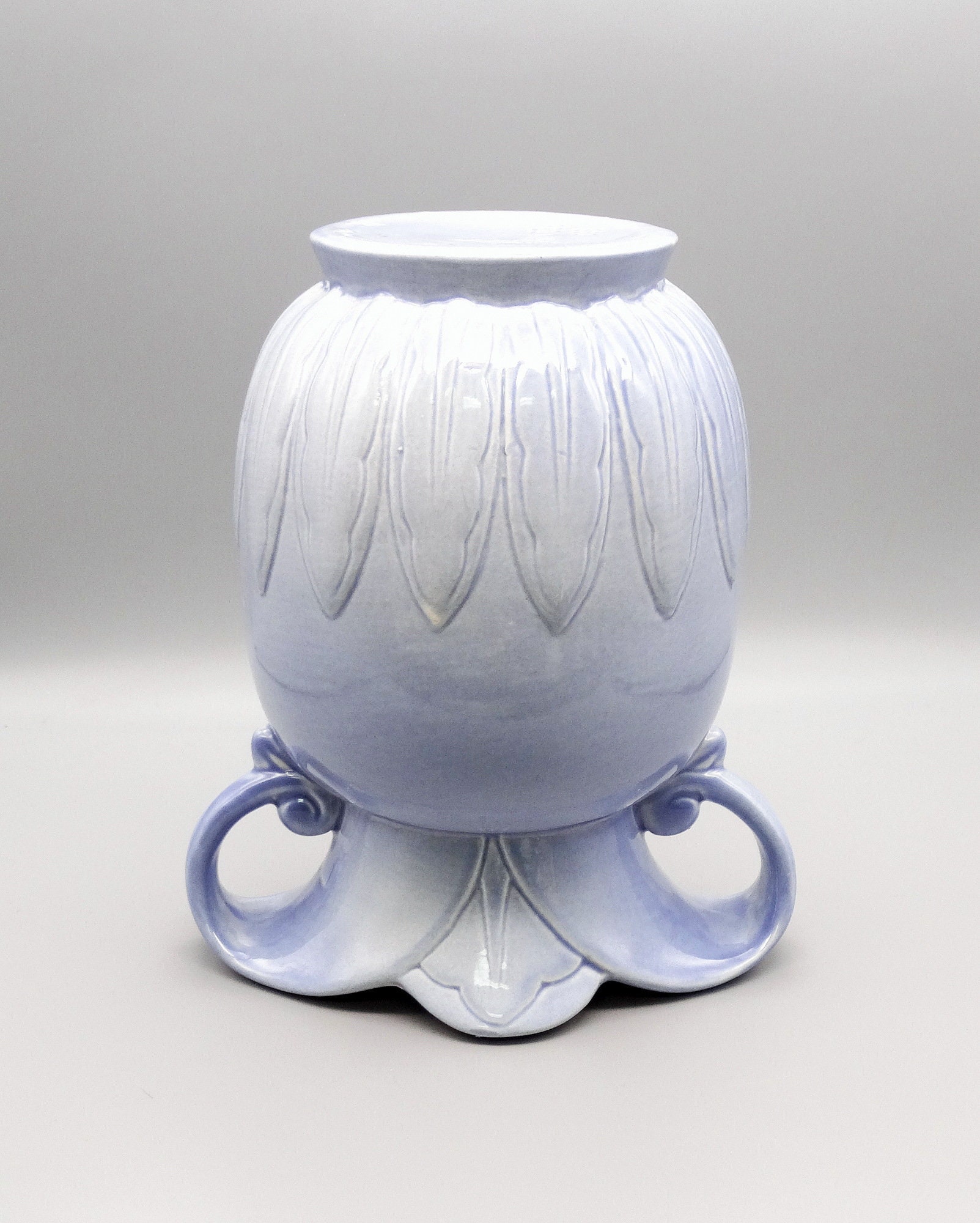 Pale Blue & Luster Rachelle Lined Red Wing Pottery Vase, Vintage Bi ...