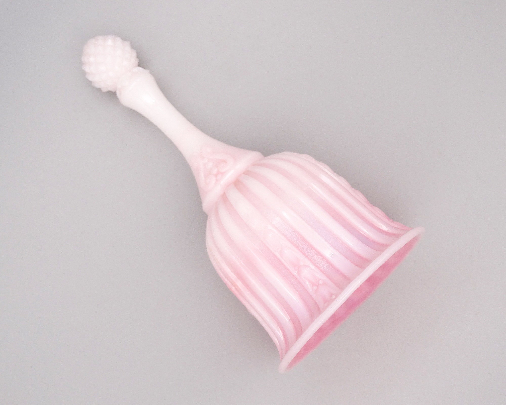 Fenton Rosalene Glass Bell, Collectible Fenton Pink & White Bell ...