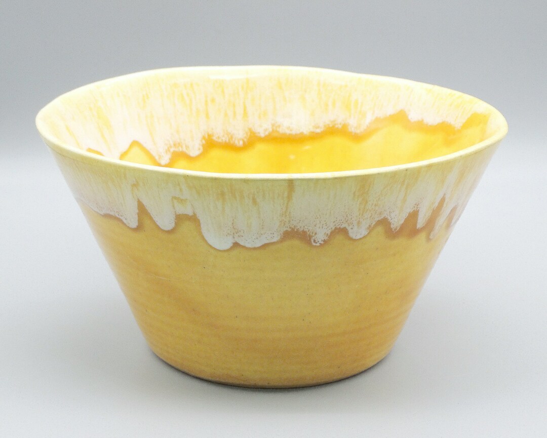 Jenkins Ceramics USA Yellow Drip Glaze Serving Bowl, Mid Century J-6 ...