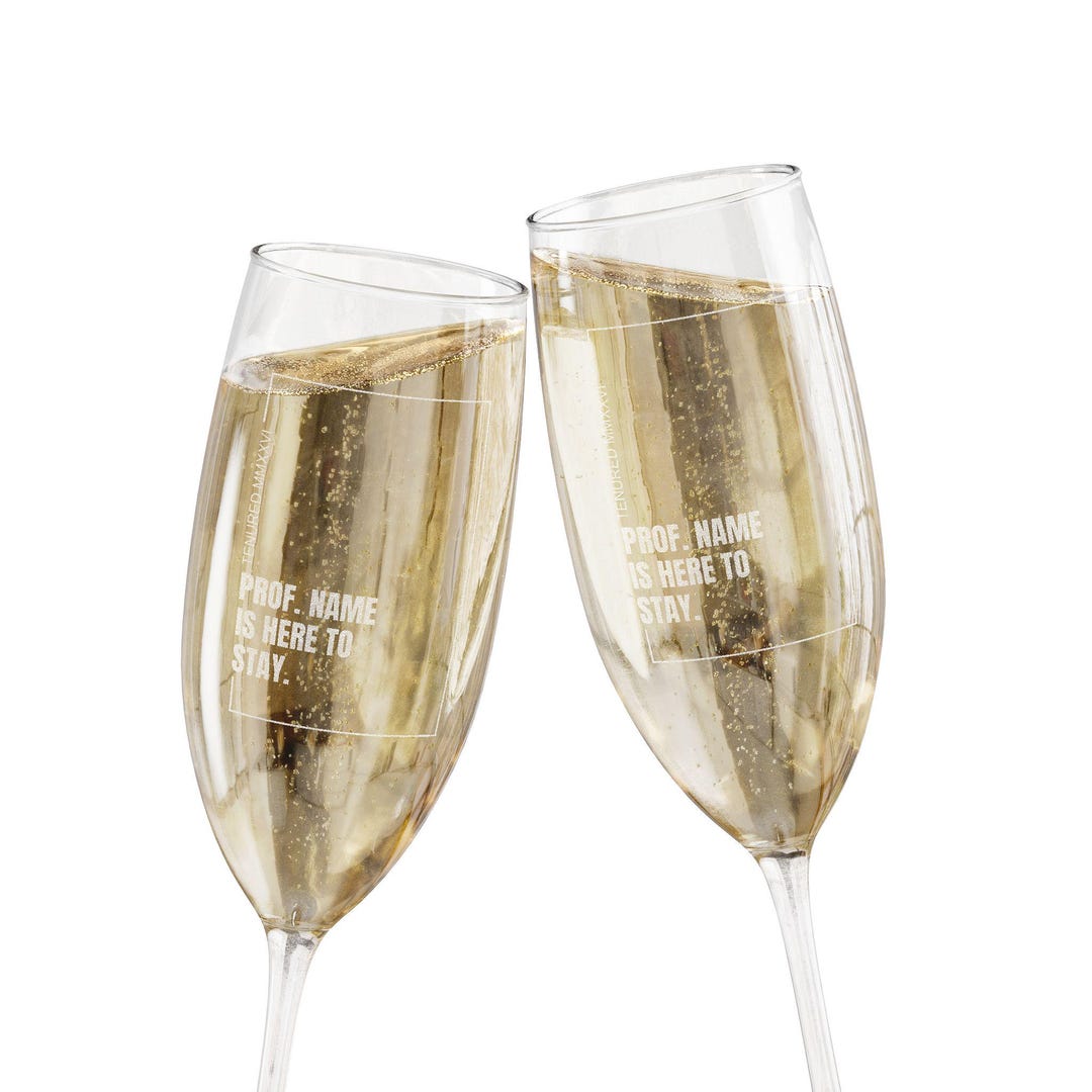 Personalized TENURED Champagne Glass, Custom Academic Tenure Gift ...