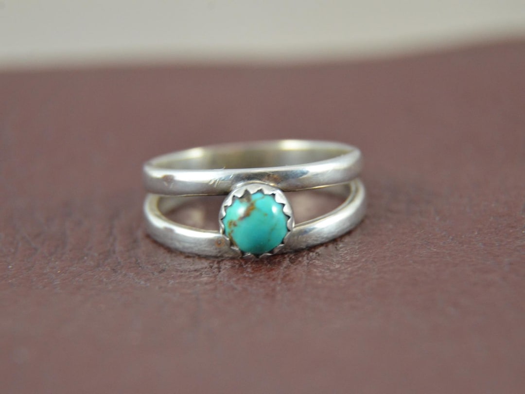 Green Turquoise Round Stone From Arizona With 925 Sterling Silver Ring ...