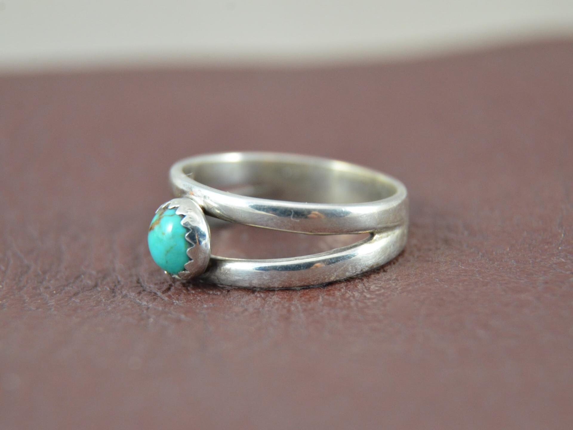 Green Turquoise Round Stone From Arizona With 925 Sterling Silver Ring ...