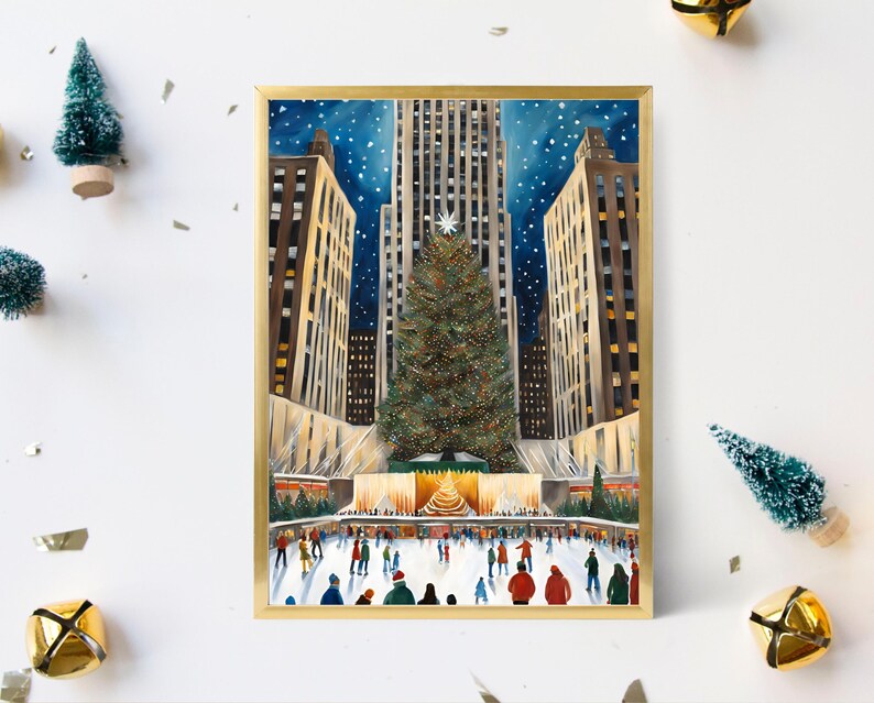 Rockefeller Center Christmas Digital Art Print NYC Holiday Decor ...