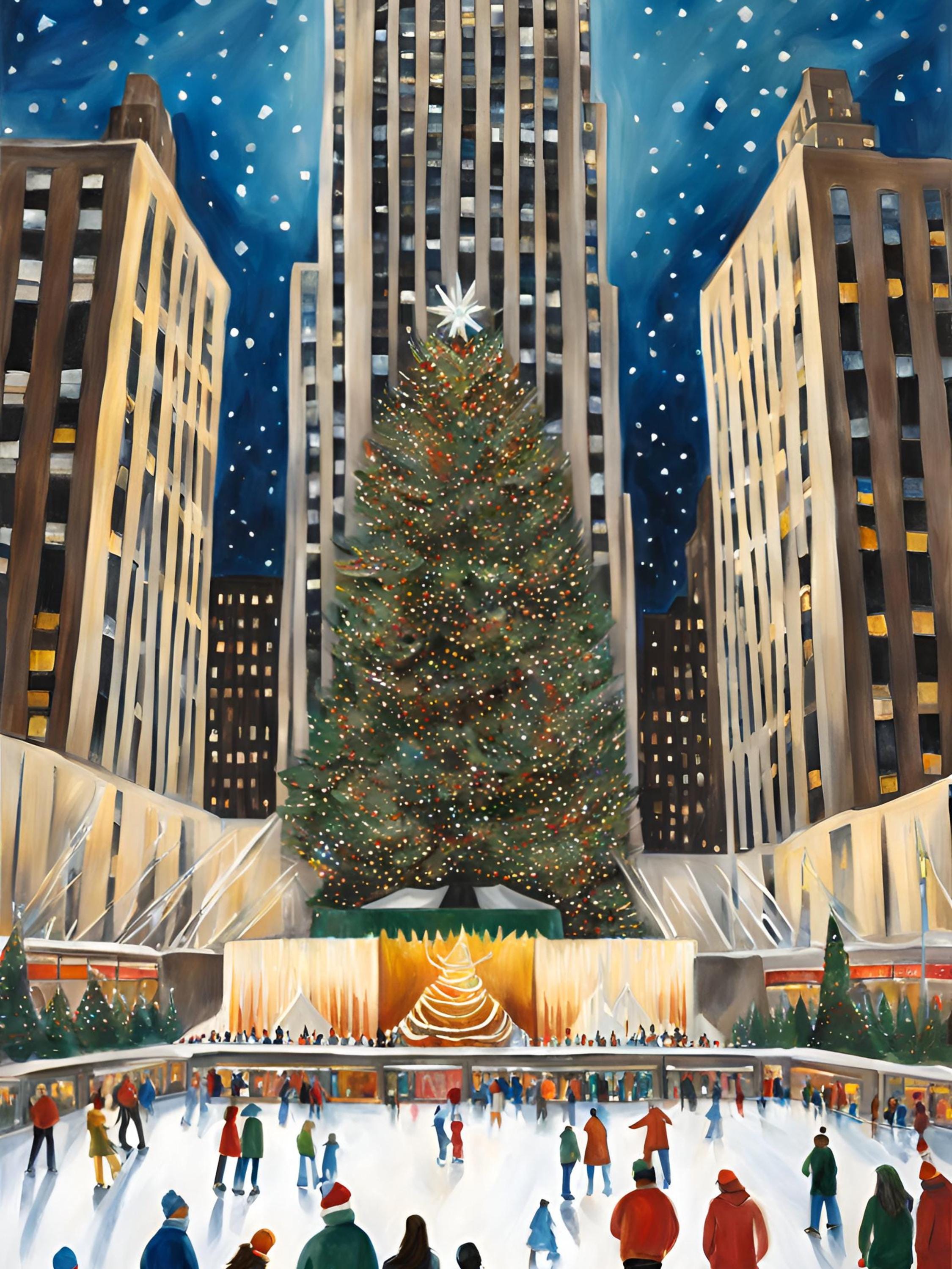 Rockefeller Center Christmas Digital Art Print NYC Holiday Decor ...