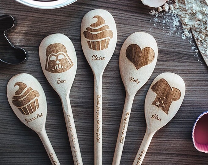 Personalised Wooden Spoon, Christmas Gift, Engraved Wooden Spoon ...