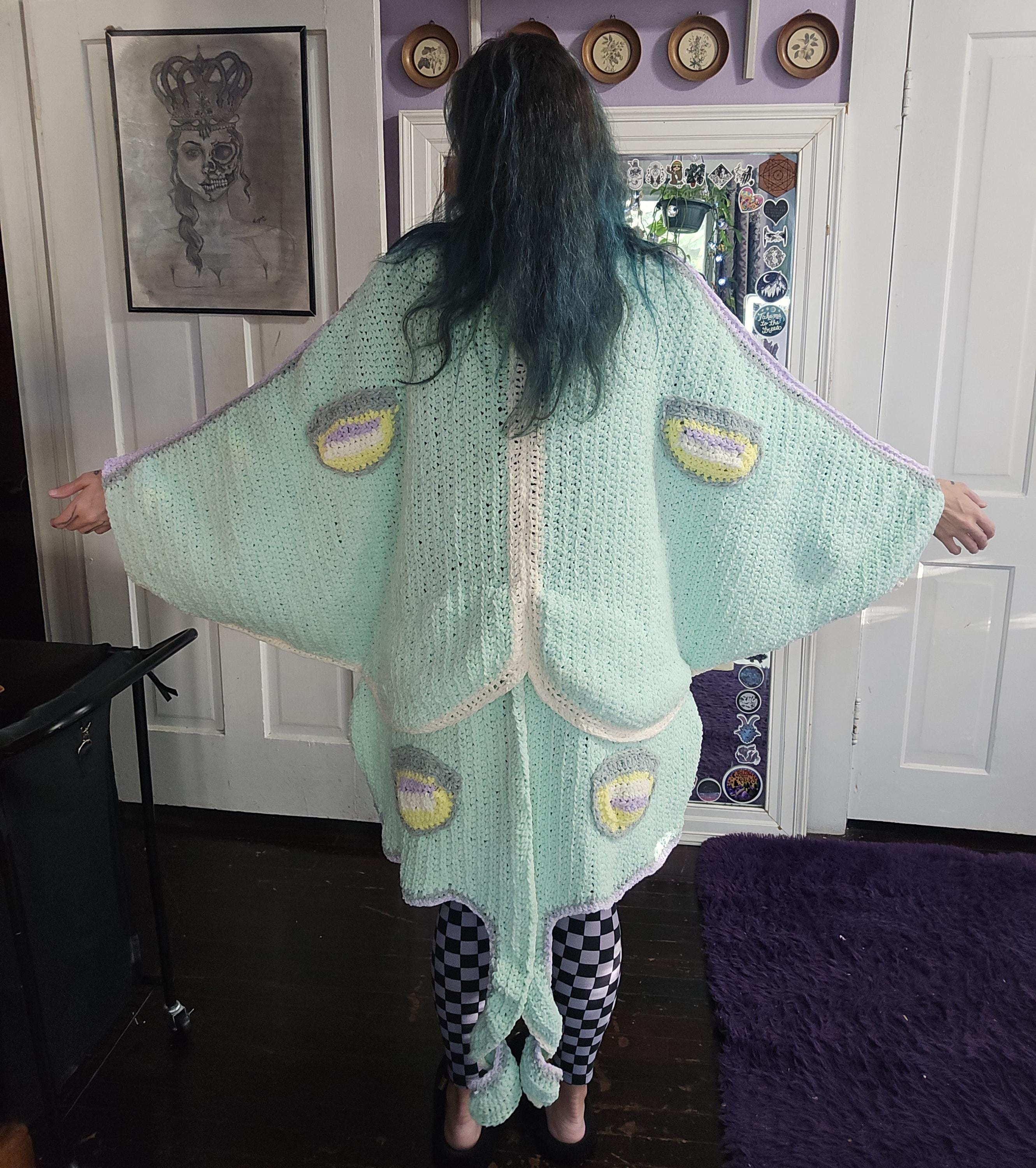 Luna Moth Crochet Cardi'trenchcoat Kid/crop/fullcoverage PATTERN ...
