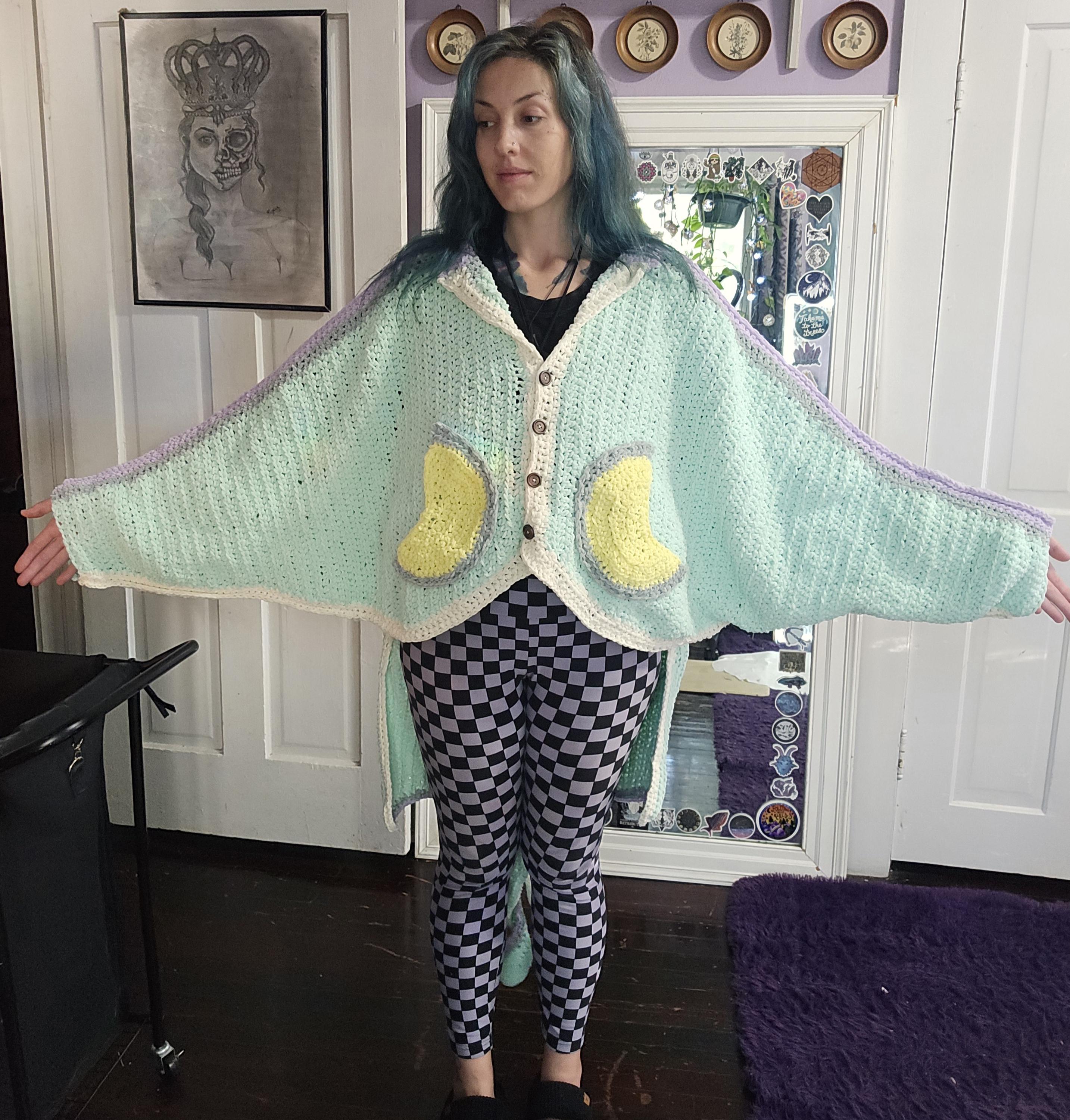 Luna Moth Crochet Cardi'trenchcoat Kid/crop/fullcoverage PATTERN ...