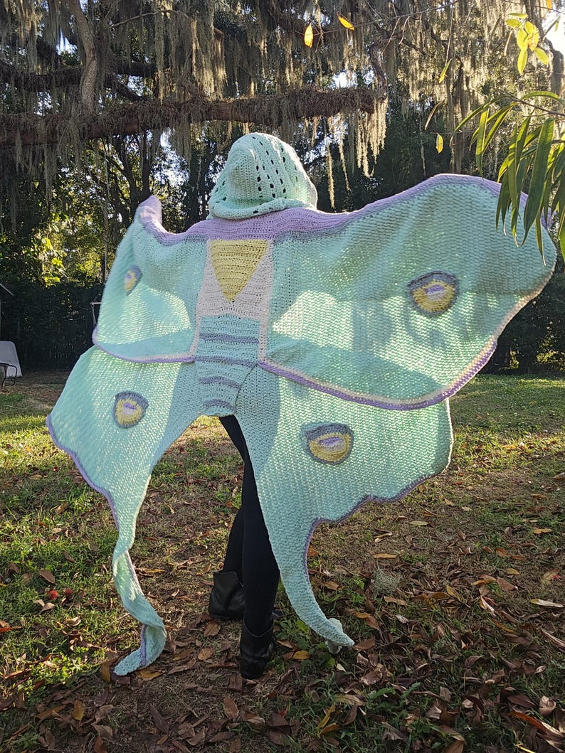 Luna Moth Crochet Cloak Kid&adult PATTERN TUTORIAL - Etsy