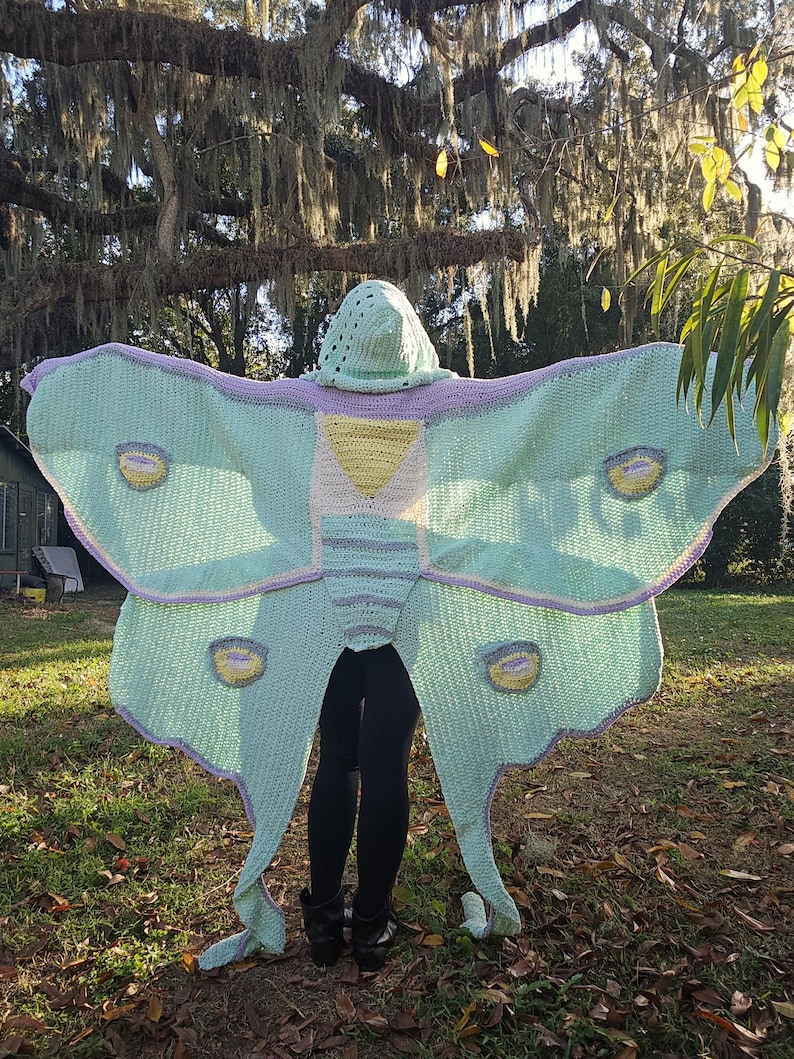 Luna Moth Crochet Cloak Kid&adult PATTERN TUTORIAL - Etsy