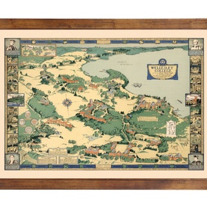 Wellesley College Pictorial Map ... Published in 1943; 24x36 Print on ...