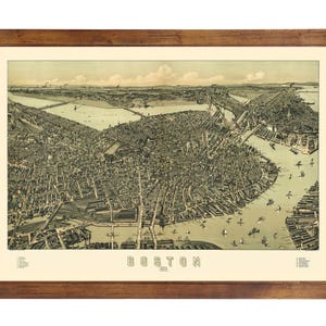Boston, MA 1899 Bird's Eye View; 24x36 Print From a Vintage Lithograph ...