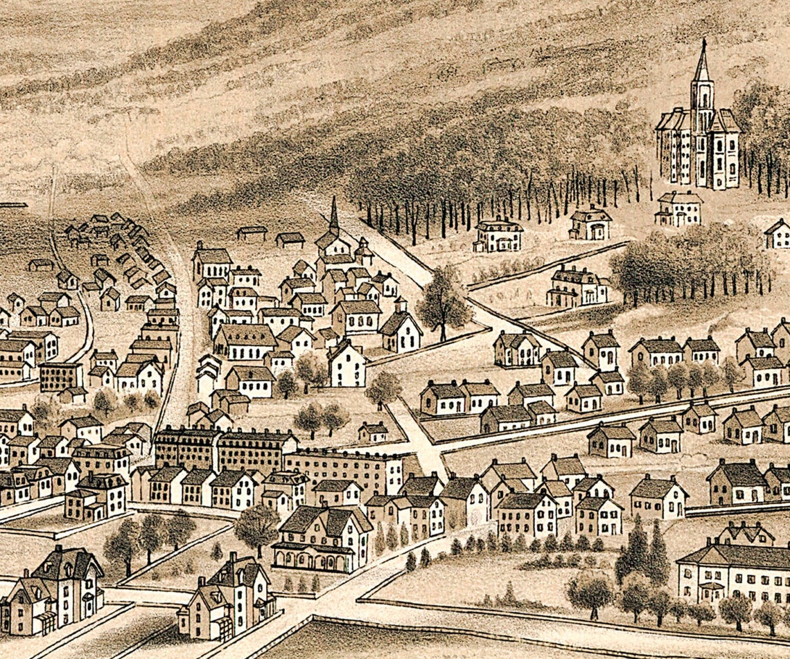 Bethlehem, PA 1877 Bird's Eye View; 24x36 Print From a Vintage ...