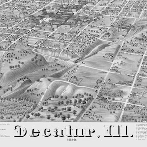 Decatur, IL 1878 Bird's Eye View; 24x36 Print From a Vintage Lithograph ...