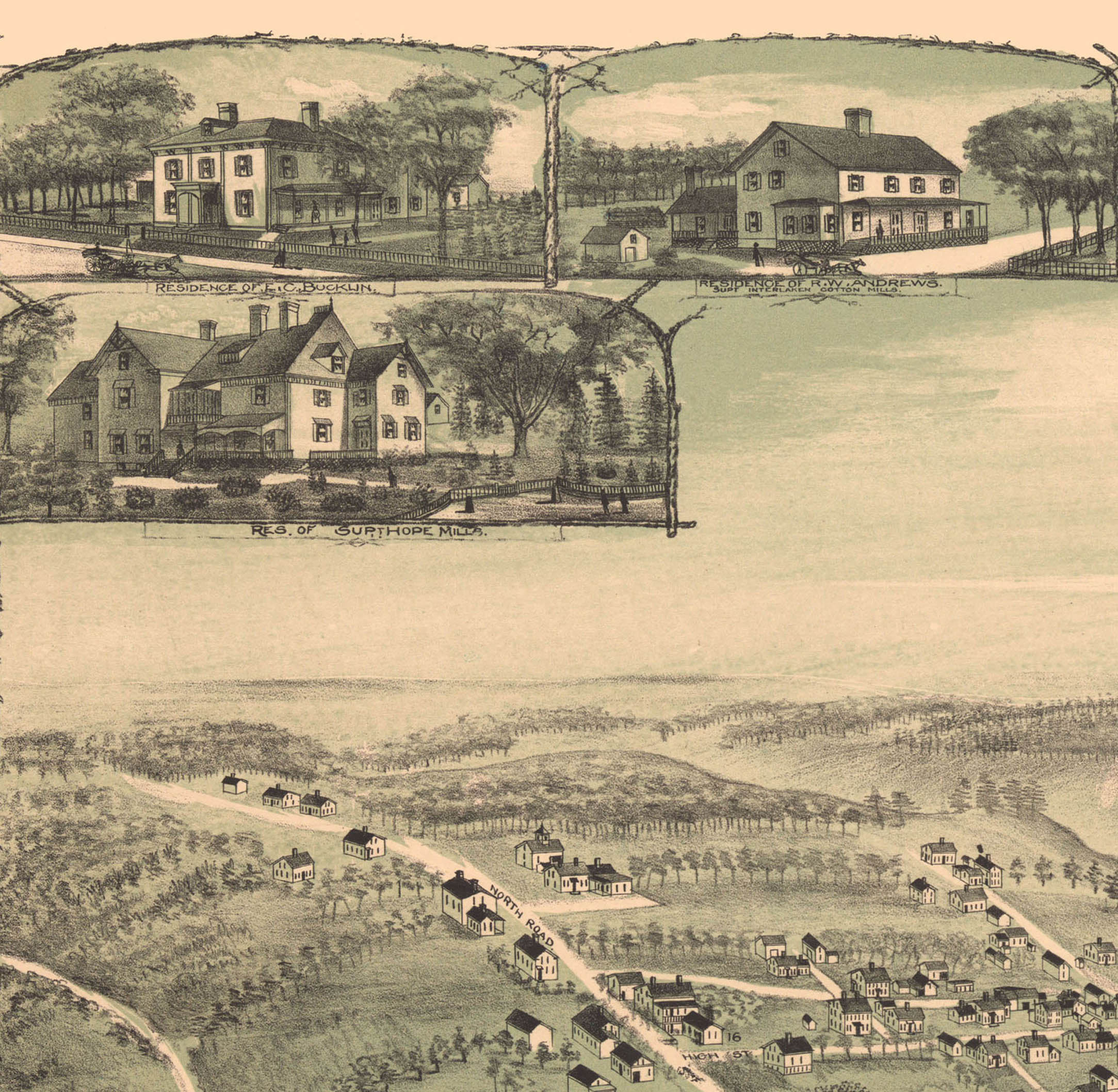 Hope, RI 1889 Bird's Eye View 24x36 Print from a Vintage Lithograph ...