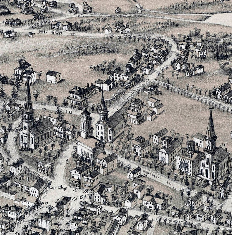Essex Ct 1881 Birds Eye View 24x36 Print From A Vintage Lithograph Etsy