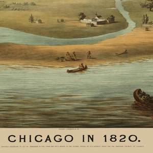 Chicago, IL 1820 Bird's Eye View; 24x36 Print From a Vintage Lithograph ...
