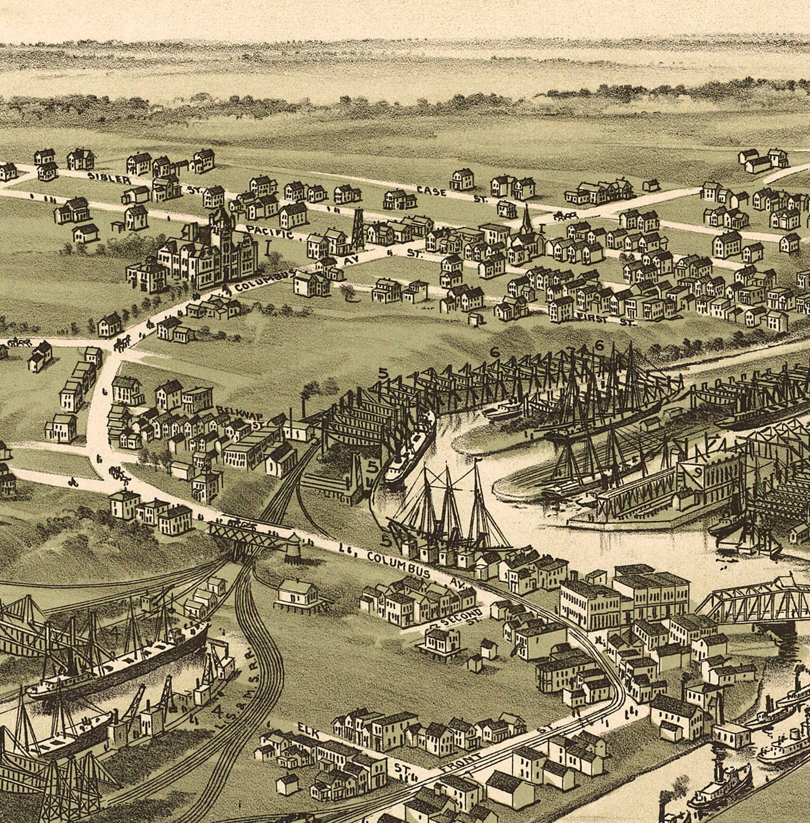 Ashtabula Harbor OH 1896 Bird's Eye View 24 x | Etsy