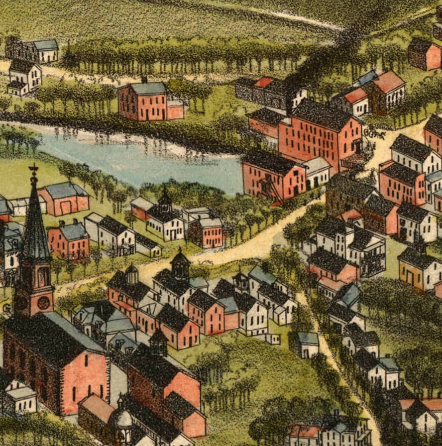 Northborough MA 1887 Bird's Eye View 24x36 Print From a | Etsy