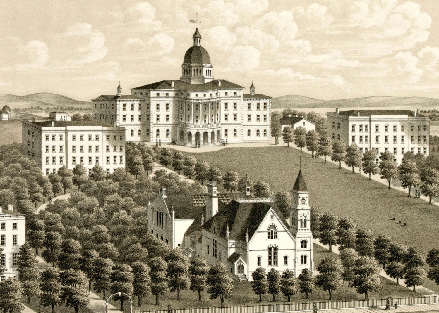 WI State Univ [madison], WI 1879 Bird's Eye View; 24x36 Print From a ...