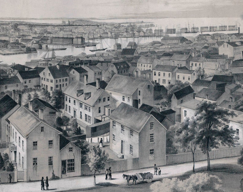 Salem, MA 1854 Bird's Eye View; 24x36 Print From a Vintage Lithograph ...