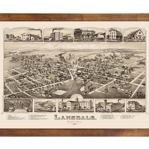 Lansdale, PA 1885 Bird's Eye View; 24x36 Print From a Vintage ...