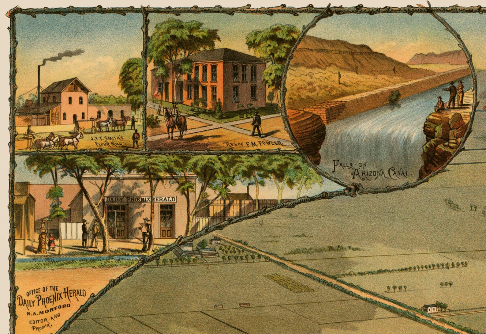 Phoenix, AZ 1885 Bird's Eye View; 24" X 36" Print From a Vintage ...