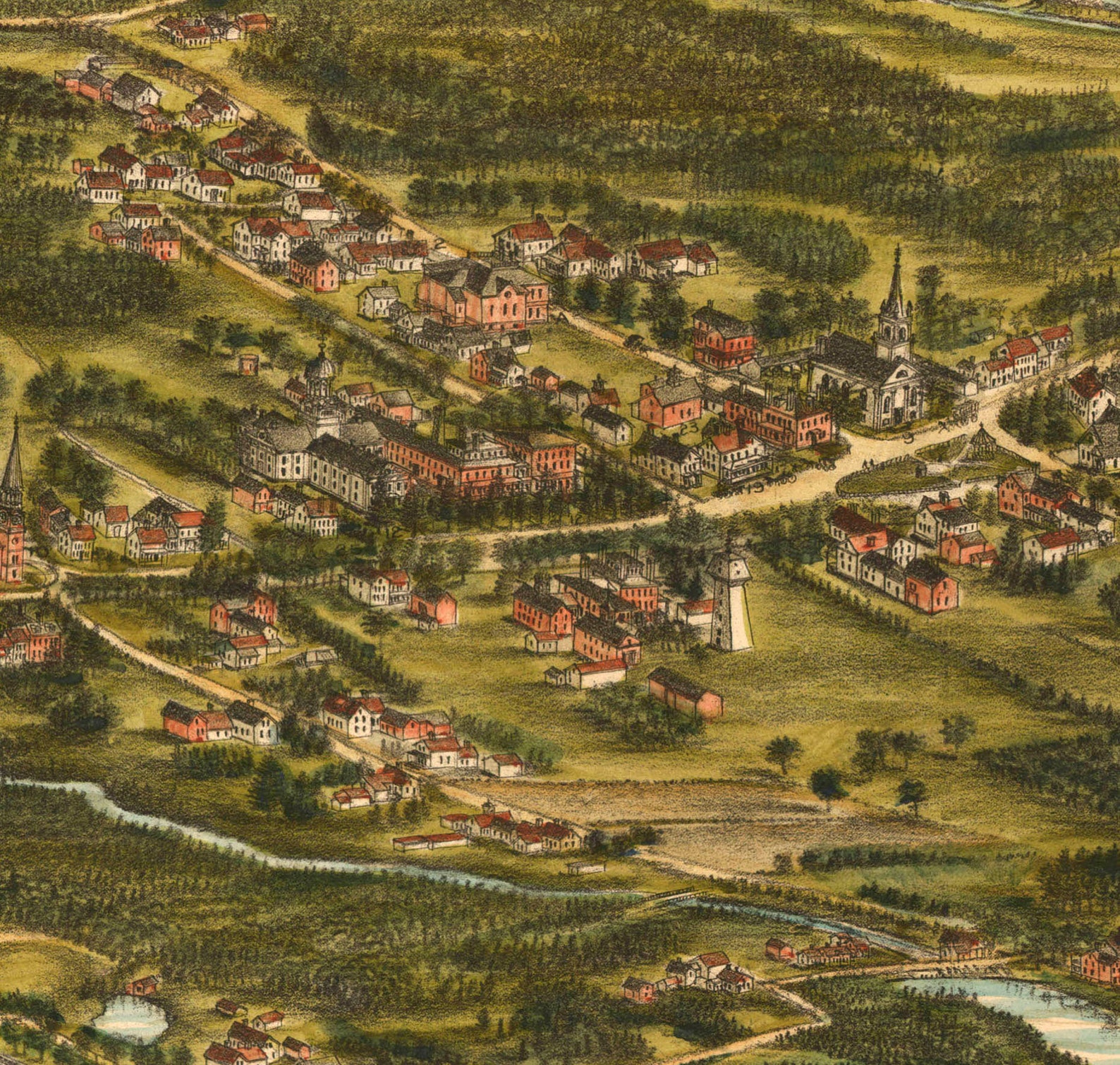 Norton MA 1891 Bird's Eye View 24x36 Print From a - Etsy