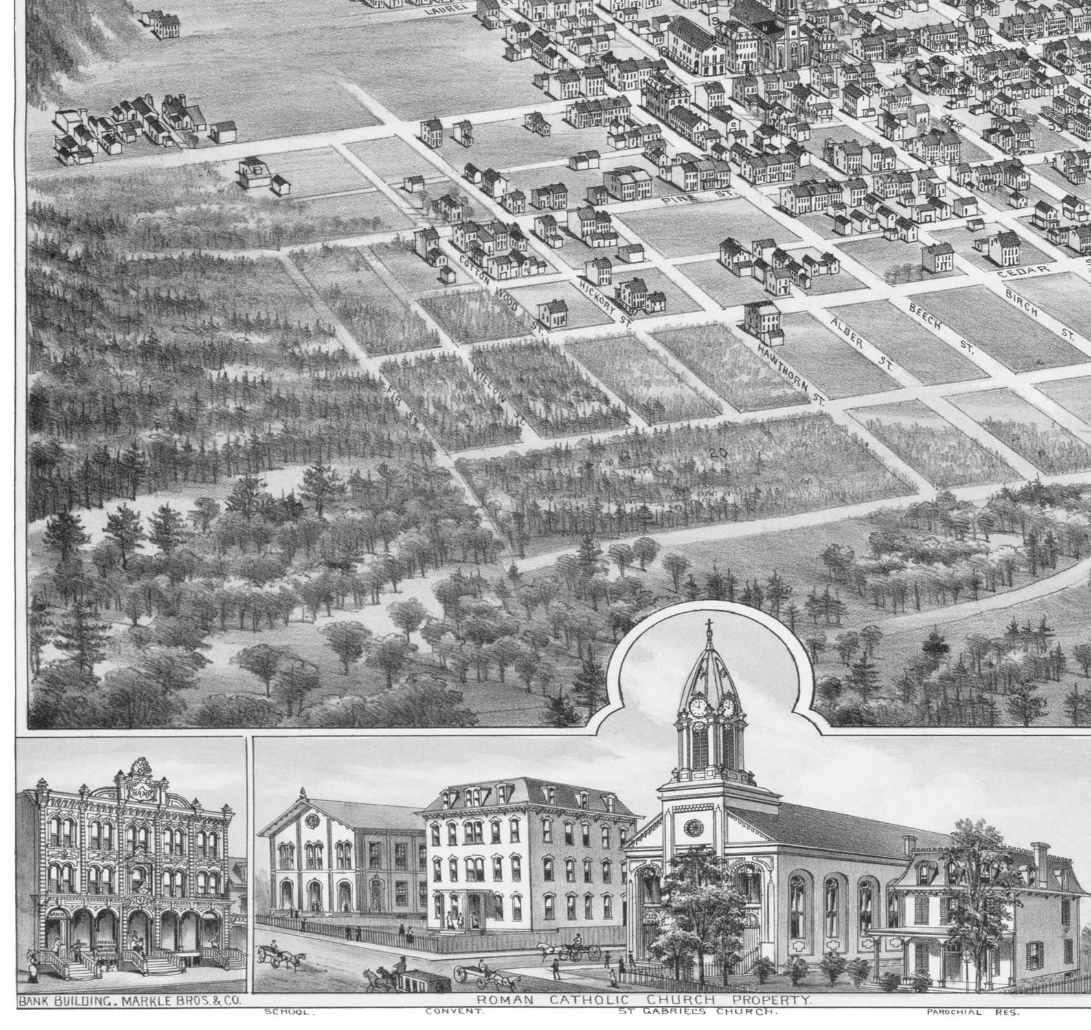 Hazleton, PA 1884 Bird's Eye View; 24x36 Print From a Vintage ...