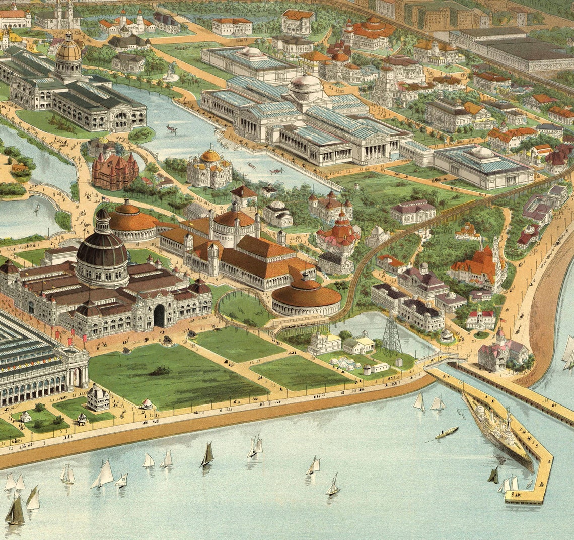 Chicago, IL World Columbian Expo 1893 Bird's Eye View; 24x36 Print From ...