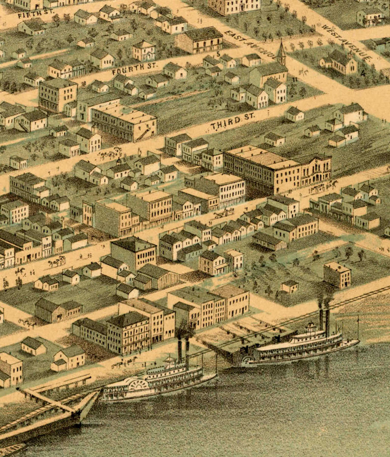 Red Wing, MN 1868 Bird's Eye View 24x36 Print From a Vintage Lithograph ...