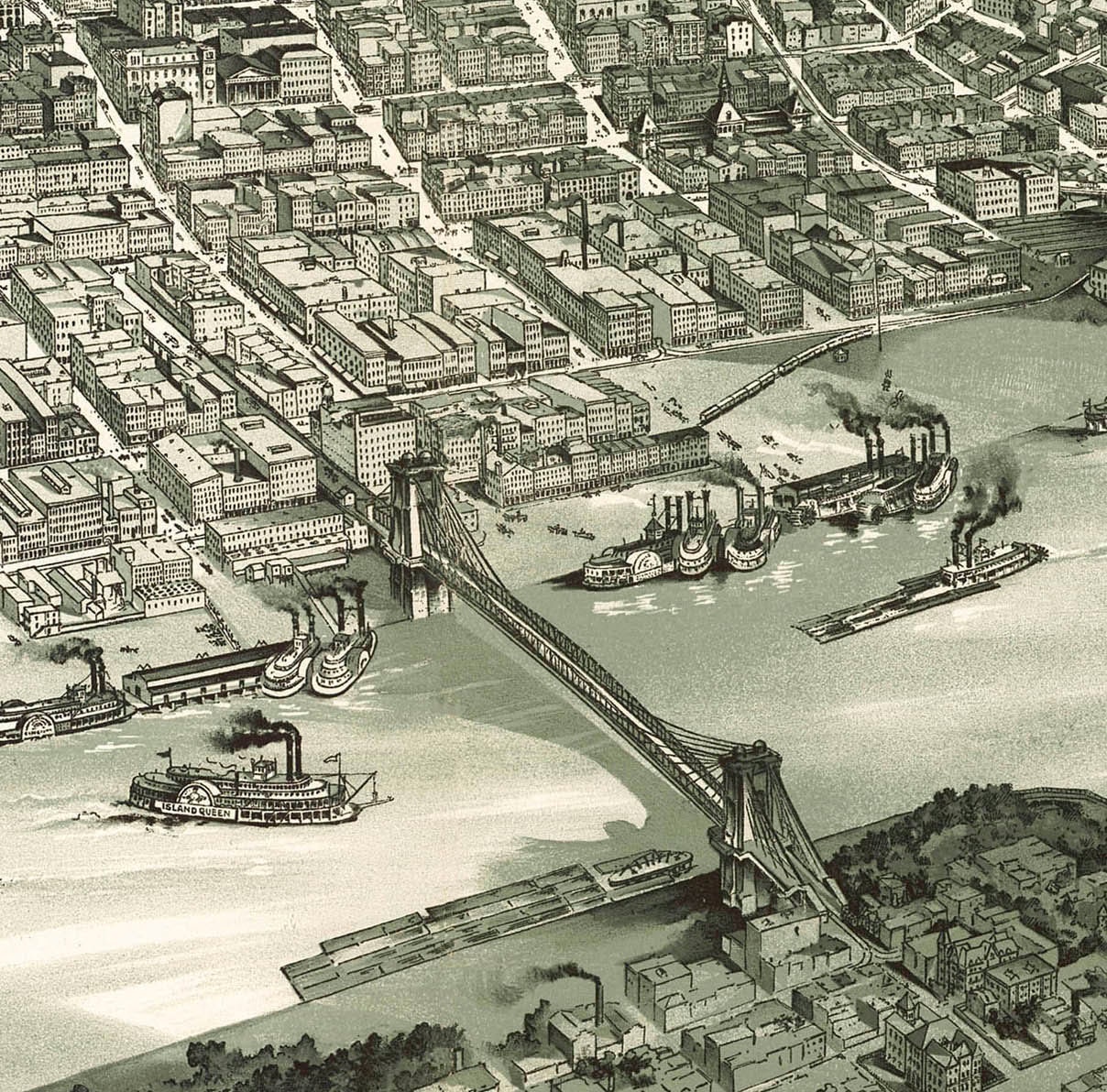 Cincinnati, OH 1900 Bird's Eye View; 24x36 Print From a Vintage ...