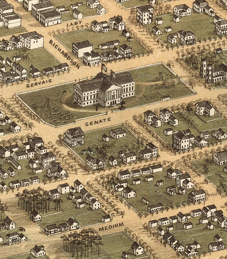 Columbia, SC 1872 Bird's Eye View; 24x36 Print From a Vintage ...