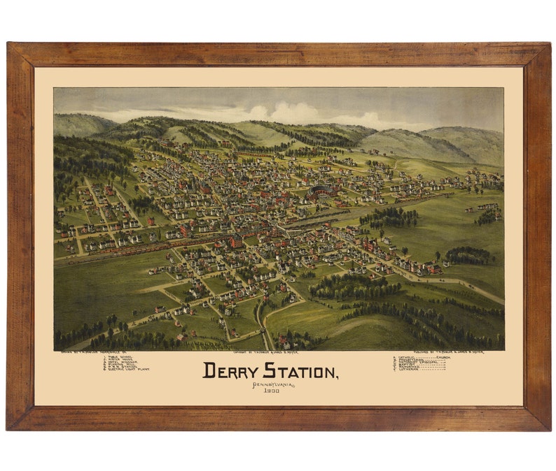 Derry Station PA 1900 Bird's Eye View 24 X - Etsy