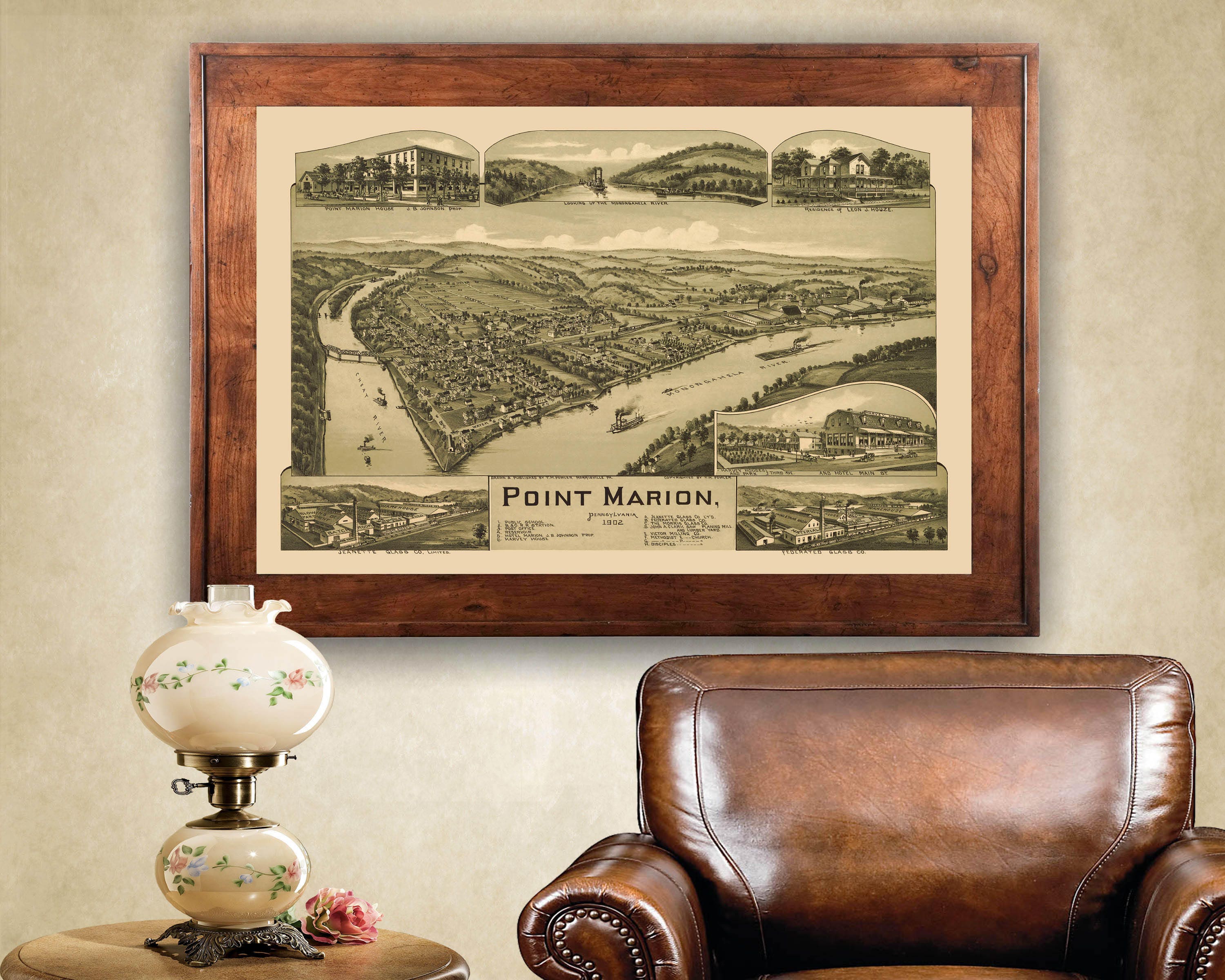 Point Marion PA 1902 Bird's Eye View 24x36 Print From a - Etsy