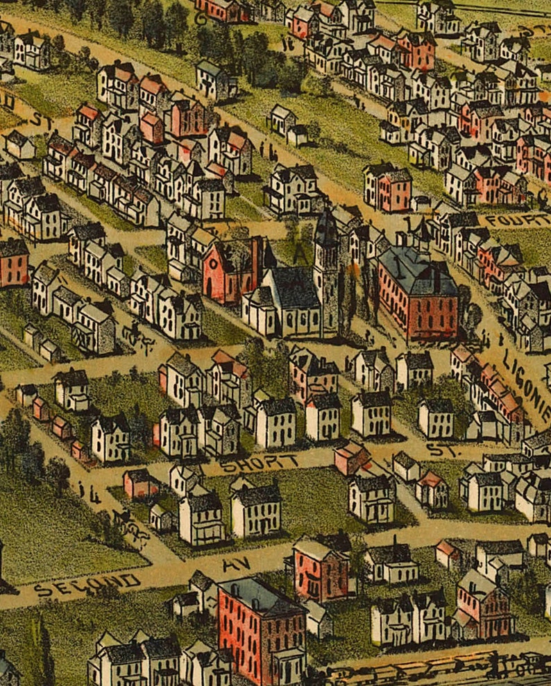 Derry Station PA 1900 Bird's Eye View 24 X - Etsy
