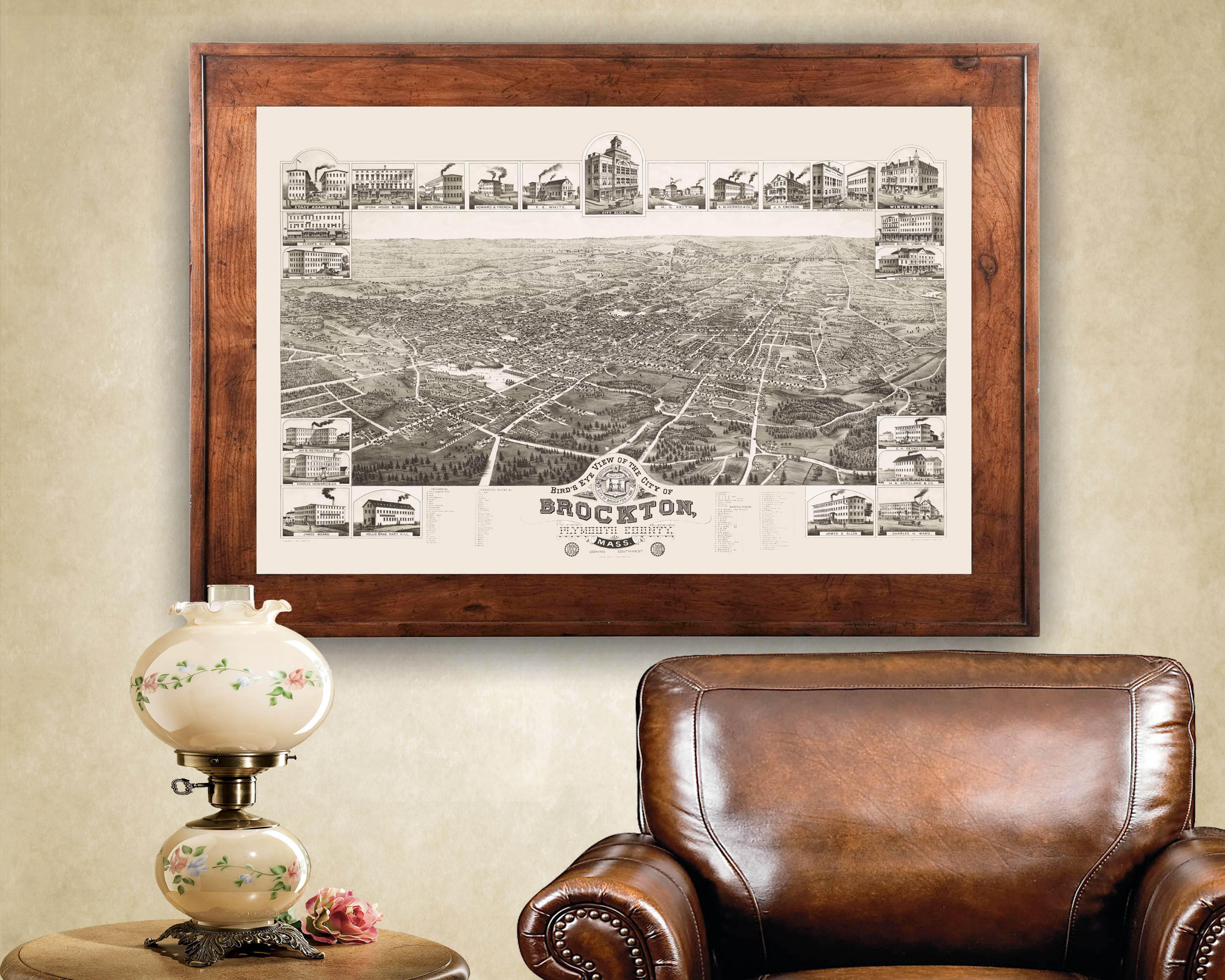 Brockton MA 1882 Bird's Eye View 24x36 Print From a - Etsy