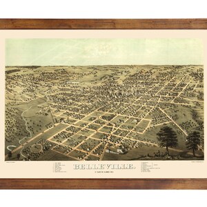 Belleville, IL 1867 Bird's Eye View; 24x36 Print From a Vintage ...