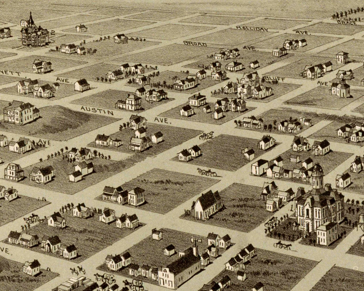 Wichita Falls, TX 1890 Bird's Eye View; 24" X 36" Print From a Vintage ...