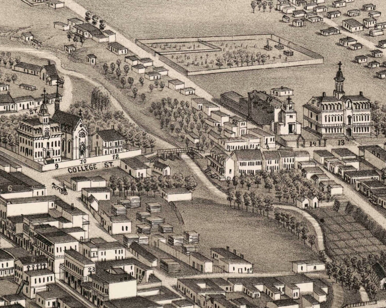 Santa Fe, NM 1882 Bird's Eye View; 24" X 36" Print From a Vintage ...