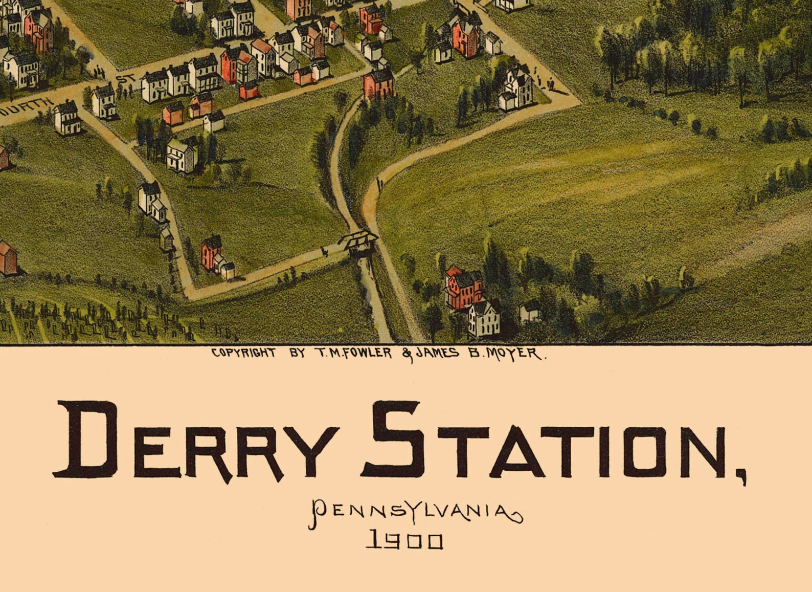Derry Station PA 1900 Bird's Eye View 24 X - Etsy