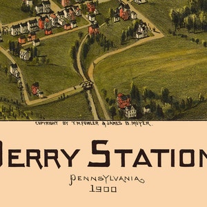 Derry Station, PA 1900 Bird's Eye View; 24" X 36" Print From a Vintage ...