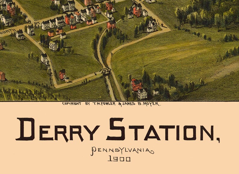 Derry Station PA 1900 Bird's Eye View 24 X - Etsy
