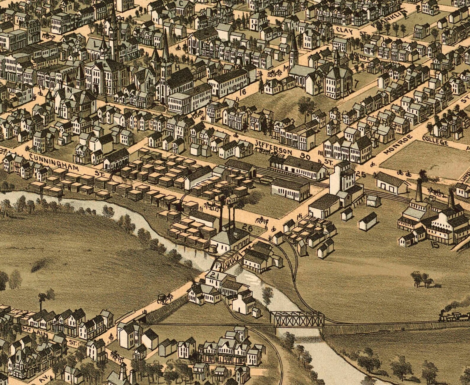 Butler, PA 1896 Bird's Eye View 24x36 Print From a Vintage Lithograph ...