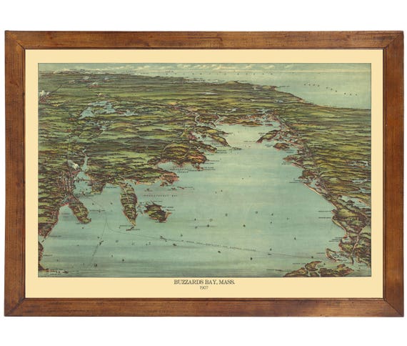 Buzzards Bay MA 1907 Bird's Eye View 24x36 Print From a - Etsy