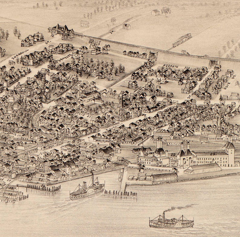 Geneva NY 1893 Bird's Eye View 24x36 Print From a - Etsy